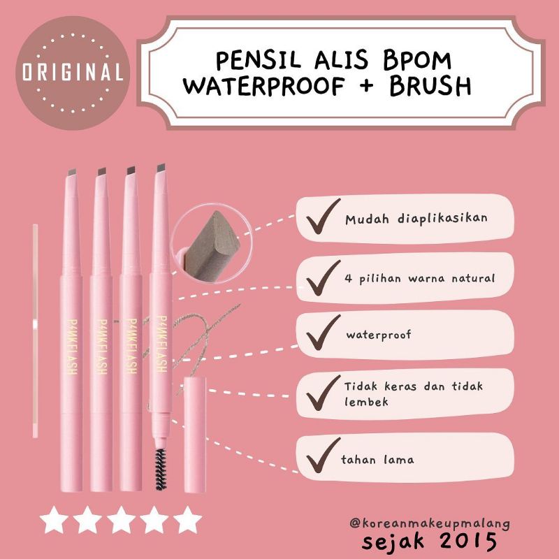 Jual PINKFLASH OHMYEMOJI AUTOMATIC EYEBROW+BRUSH PENSIL ALIS WATERPROOF ...