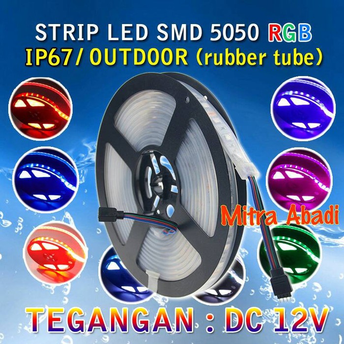 Jual Lampu LED Strip SMD 5050 RGB DC 12V IP67/IP68 + Rubber Tube WATERPROOF | Shopee Indonesia