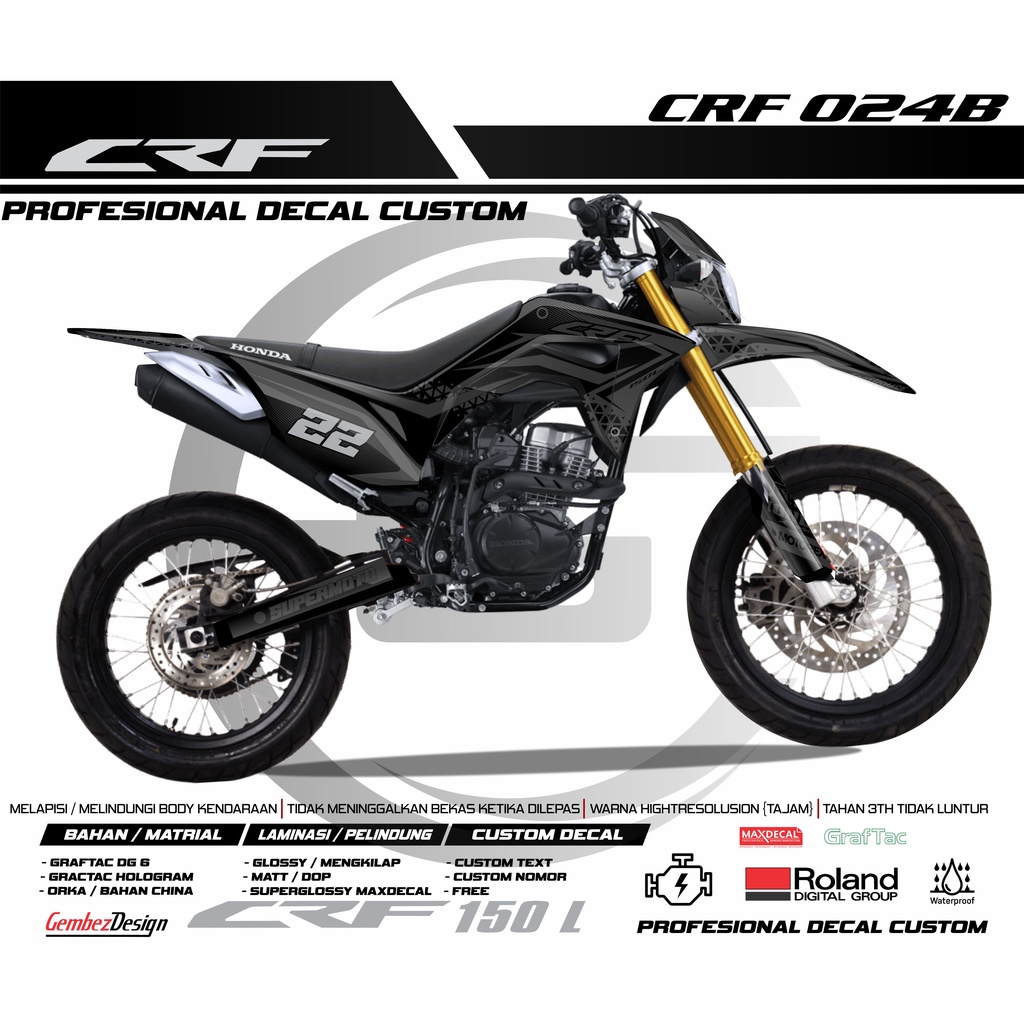 Jual STICKER DECAL CRF 150L FULLBODY CUSTOM SIMPEL HITAM ABU2 | Shopee ...