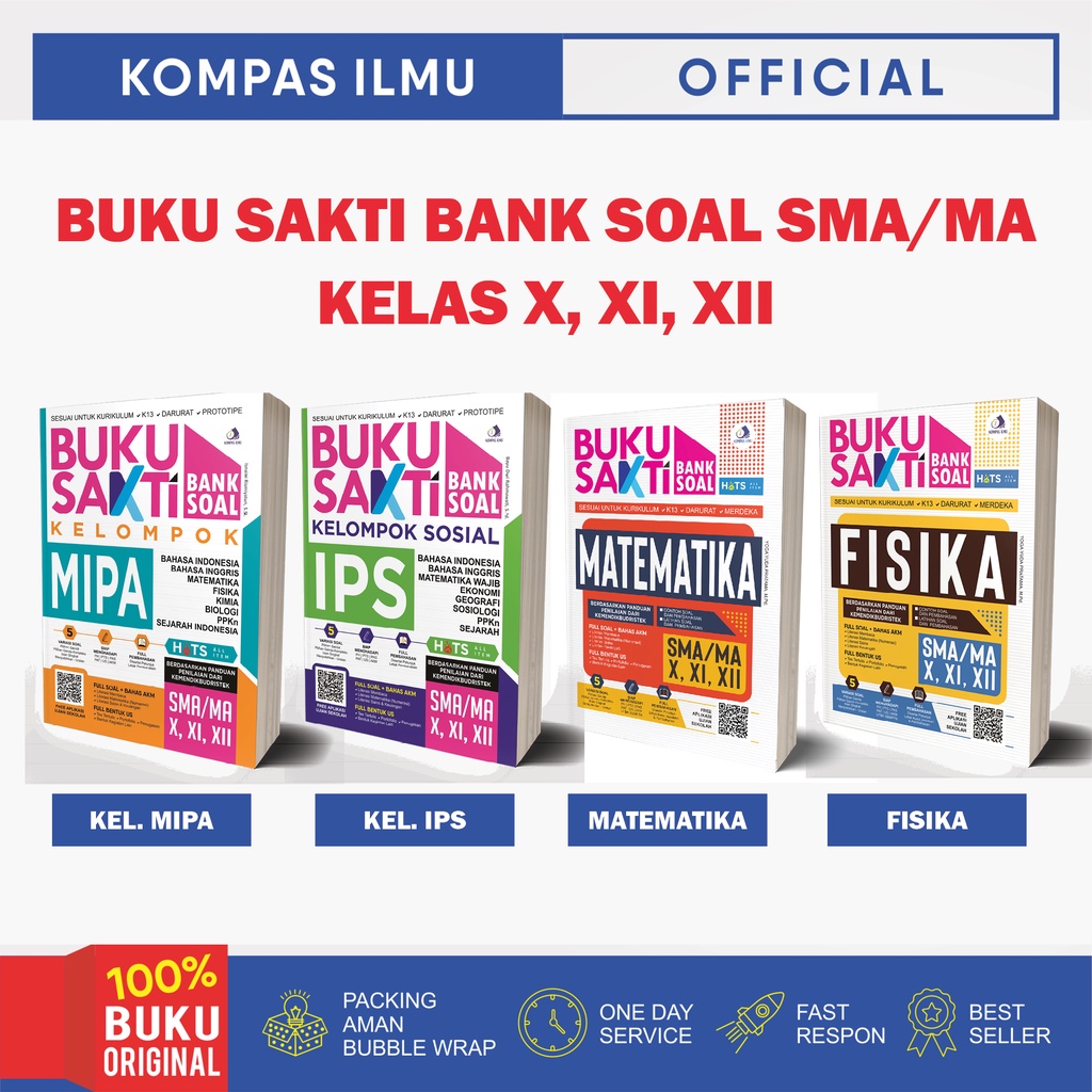 Jual Kompas Ilmu - Buku Sakti Bank Soal Fisika Matematika Kimia Biologi KELOMPOK MIPA / IPS SMA ...