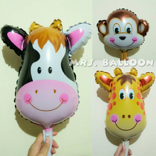 Jual Balon hewan jerapah monyet / balon kepala binatang mini | Shopee ...