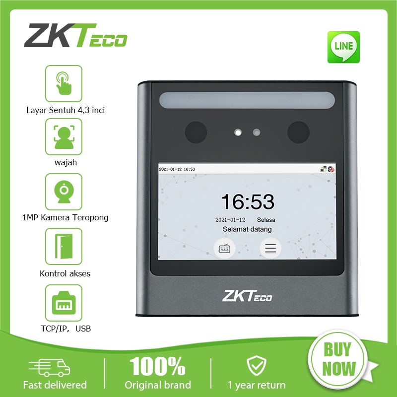 Jual [CLEARANCE SALE] ZKTeco Mesin Absensi pengenalan wajah notifikasi LINE, Bahasa Indonesia ...