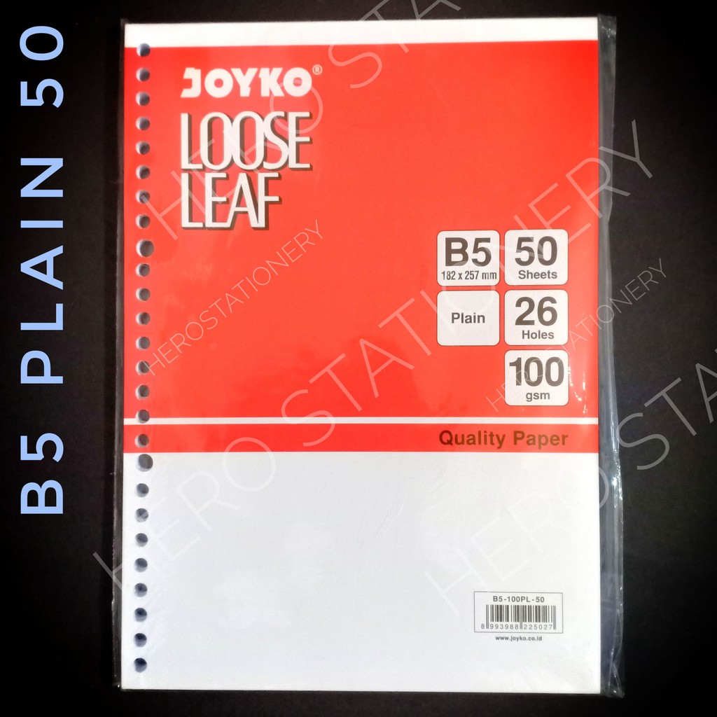 Jual Kertas isi file loose leaf plain polos joyko B5 50 lembar | Shopee Indonesia