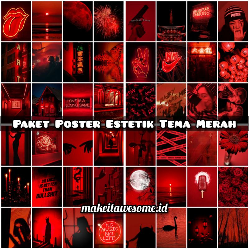 Jual Paket Poster Estetik Tema Merah ukuran A4 A5 A6 | Shopee Indonesia