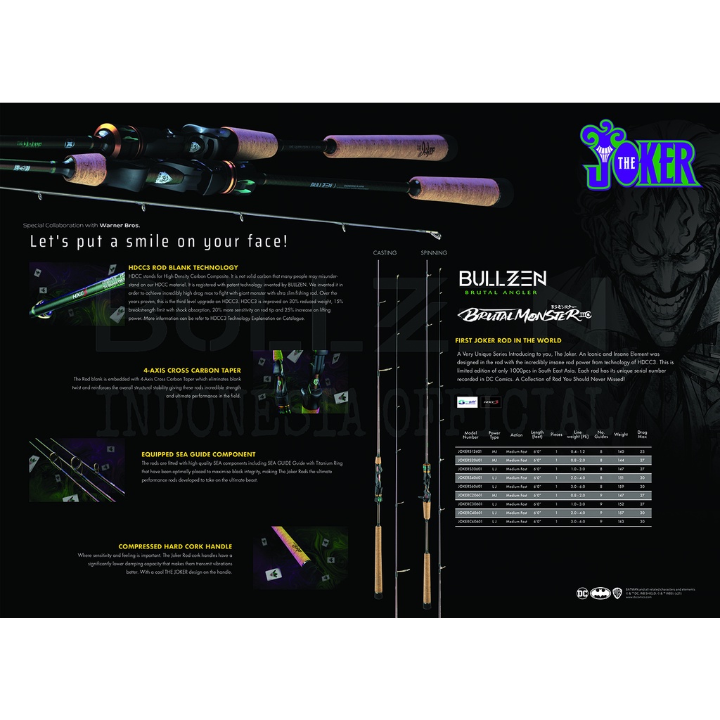 Jual Rod BULLZEN BM The Joker SP dan OH Solid Carbon HDCC3-182 cm. One ...
