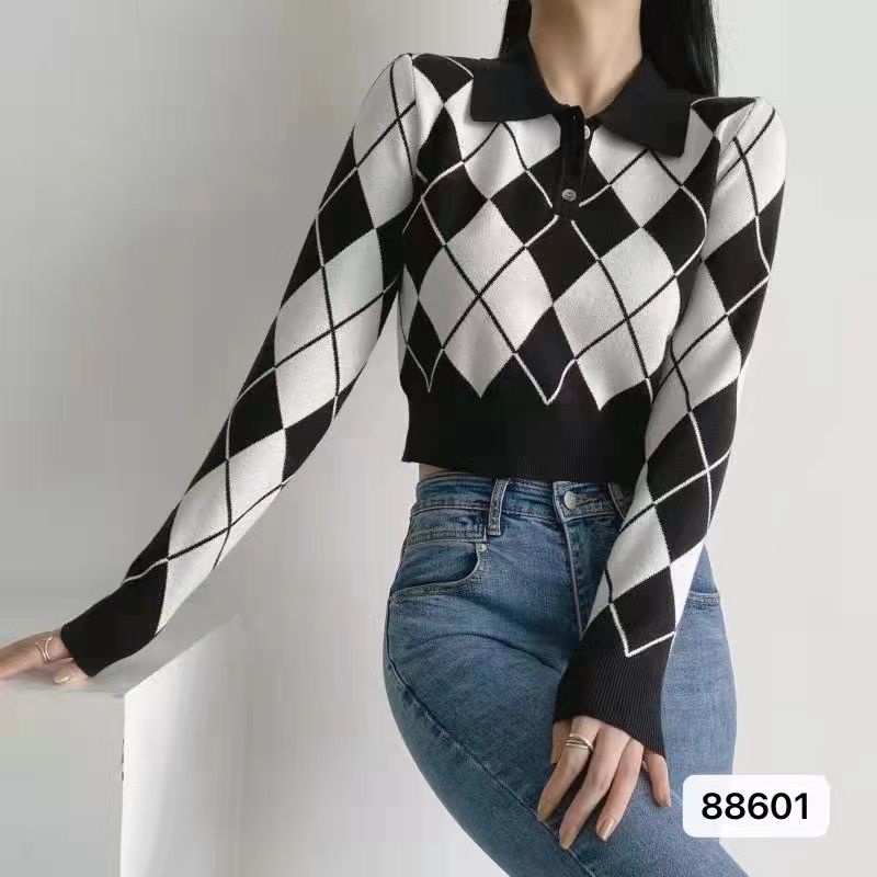 Jual Kora Sweater Polo Top - Korean Knit Top - Atasan Rajut Import Polo Wanita TM (88601 ...