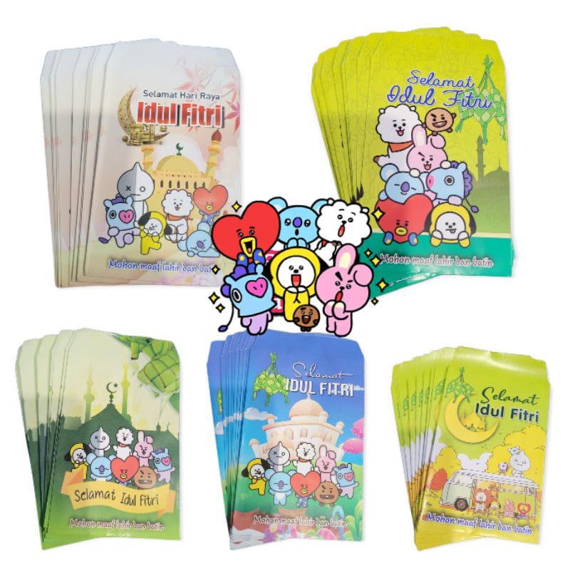Jual Amplop Lebaran ART BT21 BTS HELLO KITTY FROZEN isi 10 Glossy ...