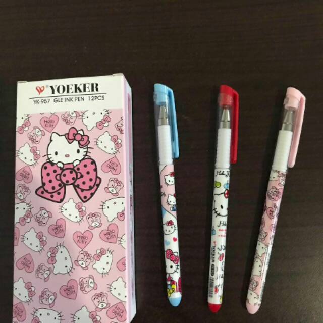 Jual Pulpen yoeker hello kitty tinta gel 12pcs | Shopee Indonesia
