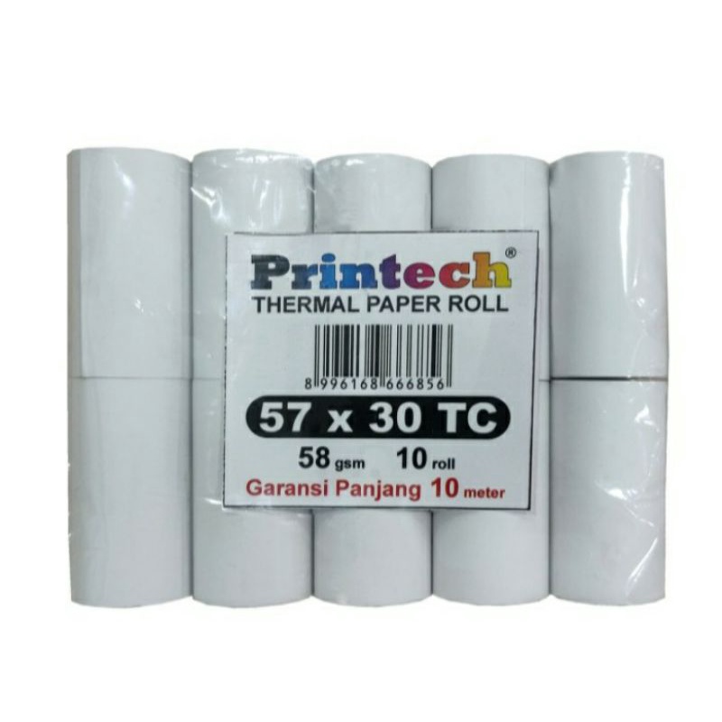 Jual Kertas Kasir Thermal Printech 57x30 POLOS (10 roll) | Shopee Indonesia