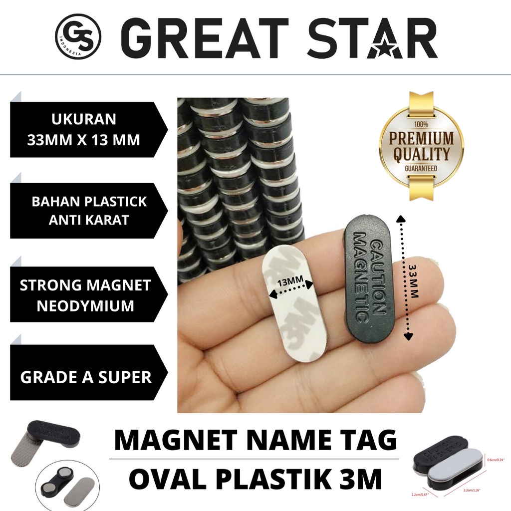 Jual MAGNET NAME TAG CAUTION PLASTIK OVAL 33MM X 13MM | Shopee Indonesia