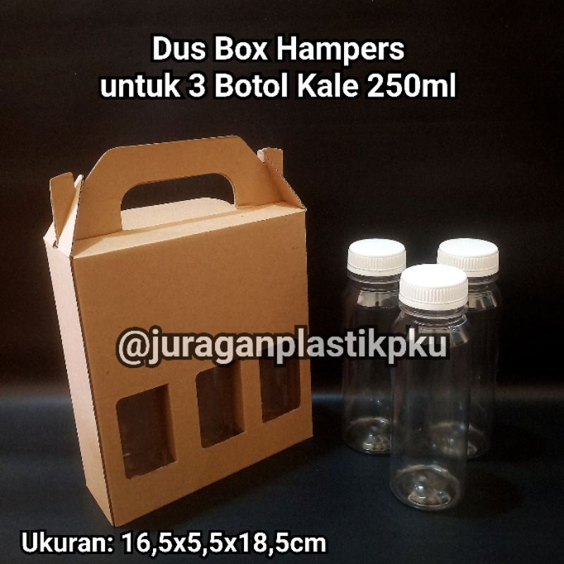 Jual Dus Box Hampers untuk 3 Botol Kale 250ml | Kotak Jinjing isi Botol ...