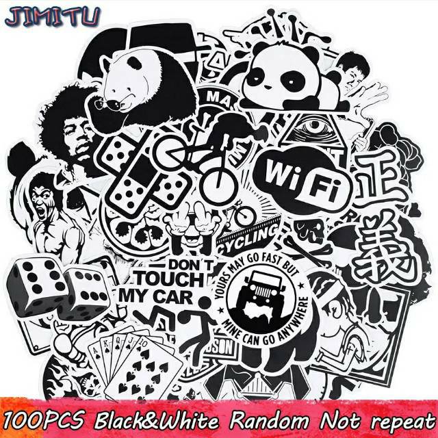 Jual Stiker Sticker Lucu Hitam Putih Black And White Grafiti 100 Pcs ...