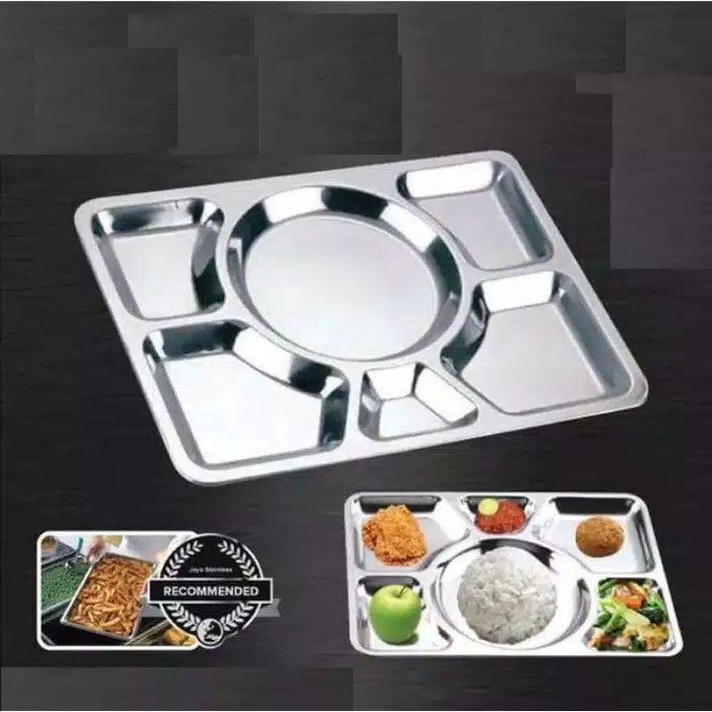 Jual FOOD TRAY Tebal / piring nampan stainless sekat 6 / ompreng rumah ...