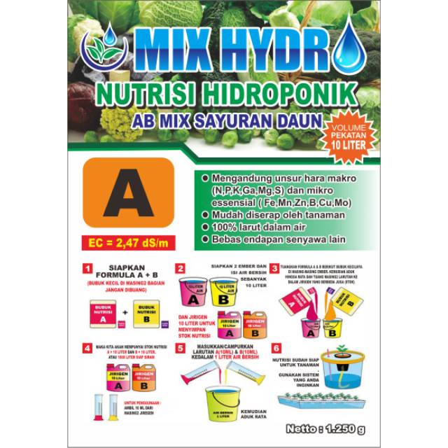 Jual Nutrisi AB MIX SAYUR DAUN UMUM . PUPUK HIDROPONIK. 10 Liter ...