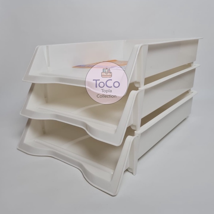 Jual TOPLA Elevated Tray 3 Susun Plastik Tebal Paper Tray Rak File F4 ...