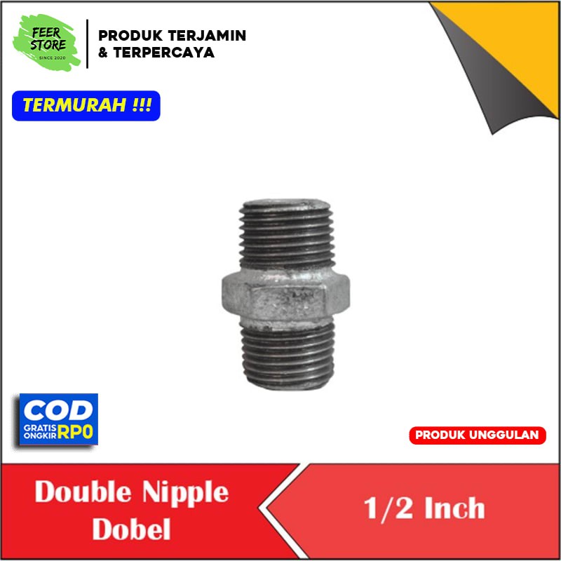 Jual Double Nepel Dobel Nipple besi Galvanis G Brand 1/2 Inch | Shopee Indonesia