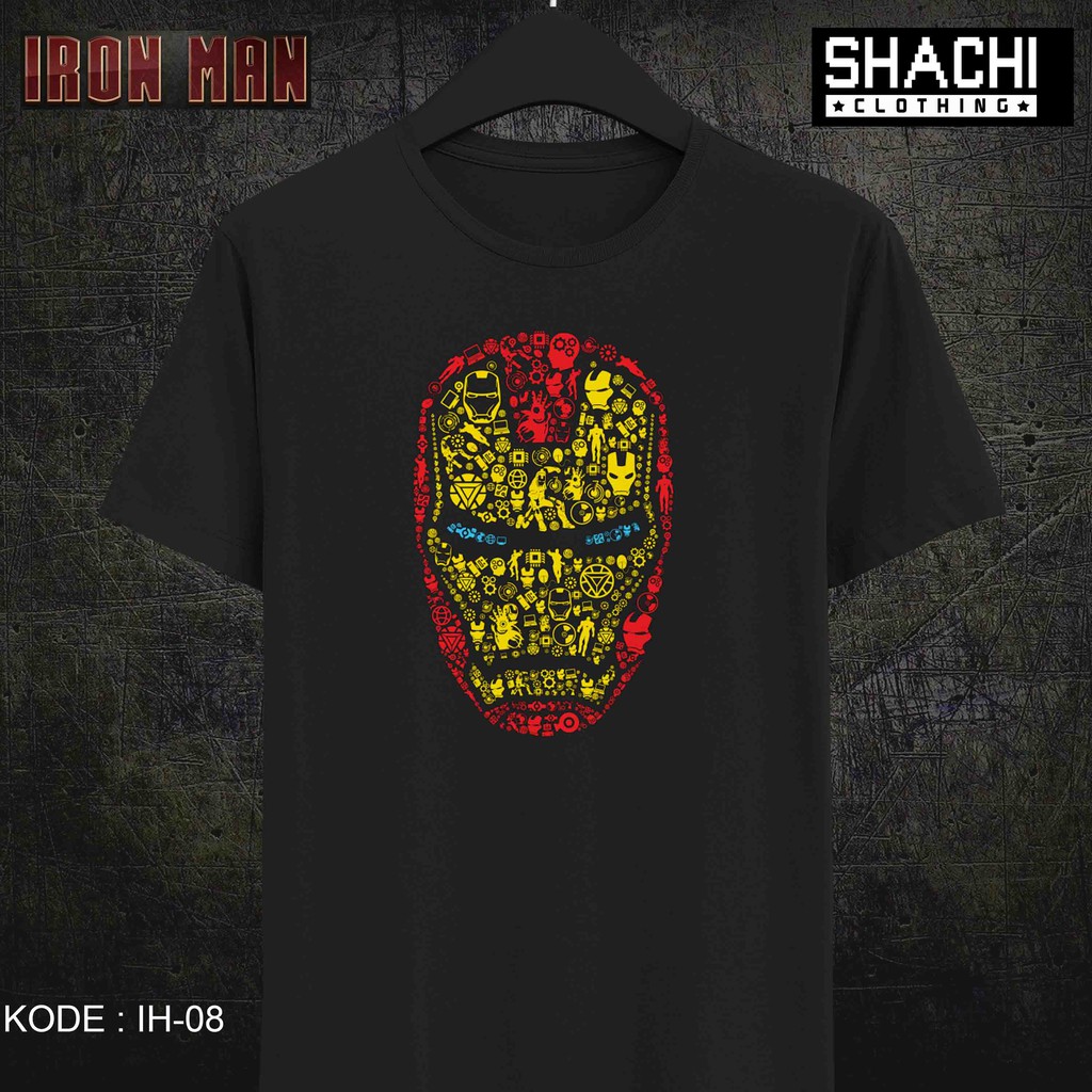 Jual T Shirt Kaos Superhero Marvel IRON MAN – IH08 – Premium Black NSA ...