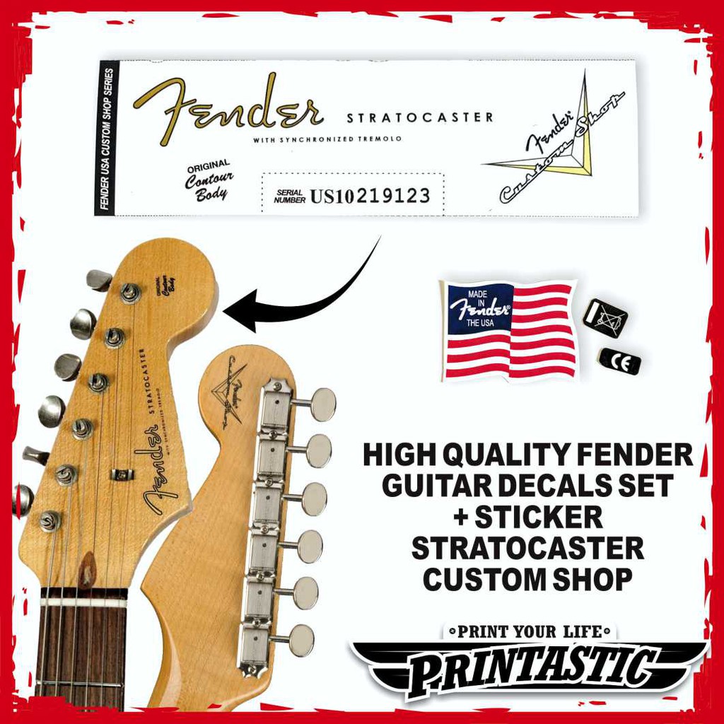 Jual Fender Custom Shop Series Decal Head Stock Water Slide Gitar dan ...