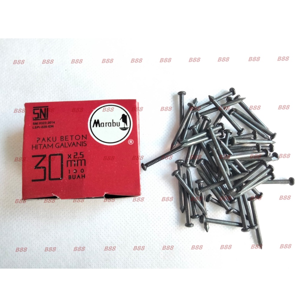 Jual B88 Paku Beton Hitam Marabu 100 Pcs 30mm 3cm Paku Tembok 30mm 3cm ...