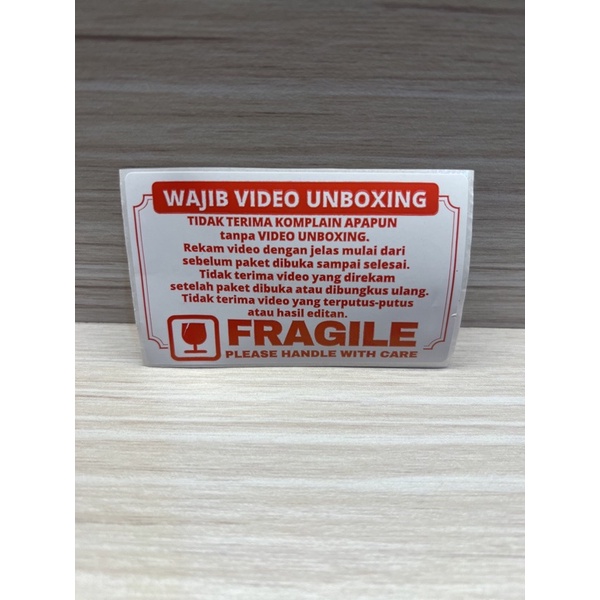 Jual (isi 20) STICKER FRAGILE DAN VIDEO UNBOXING 8x5cm | Shopee Indonesia