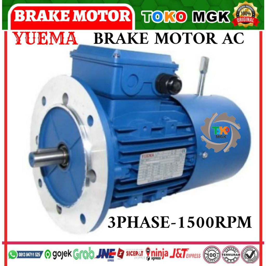 Jual Electric Motor Brake AC 7.5KW 10HP 1500RPM 3Phase B5 YUEMA Flange | Shopee Indonesia