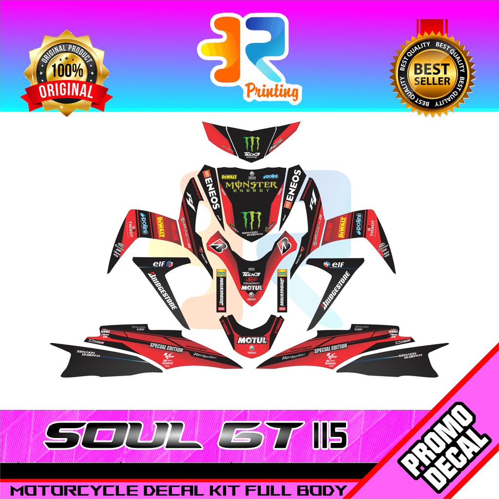 Jual STIKER DECAL STRIPING MOTOR SOUL GT 115 MONSTER ENERGY TECH3 MERAH ...