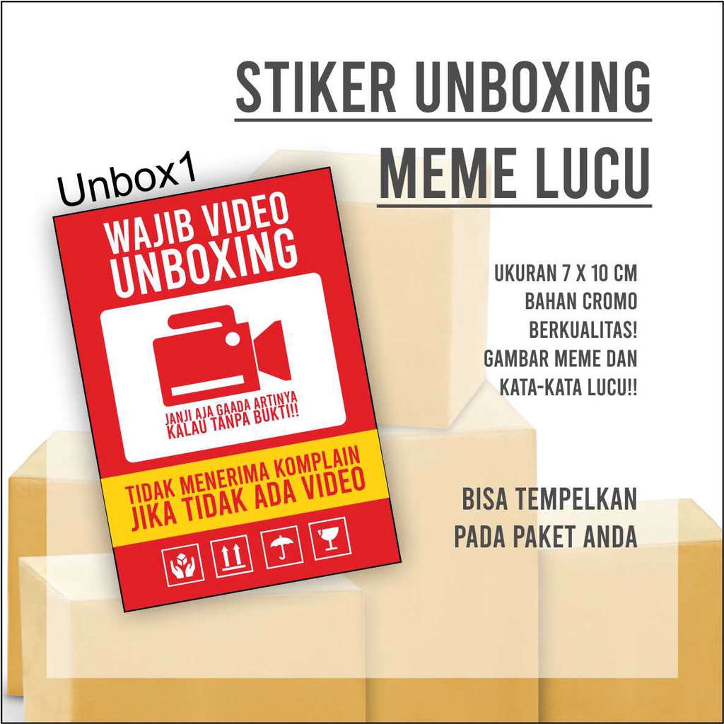 Jual Stiker Video Unboxing Untuk Paket Dengan Gambar Meme Lucu kekinian ...