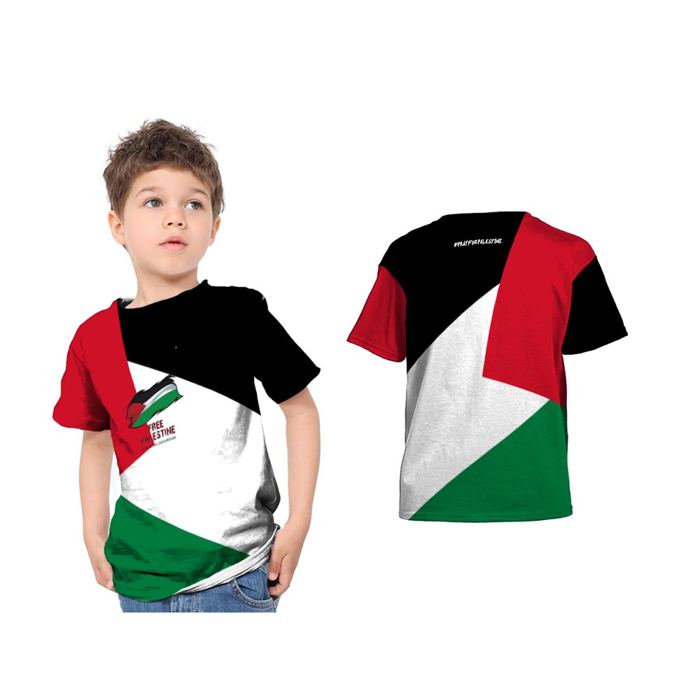 Jual Kaos Baju Anak Pray For Palestine Bendera Palestina 01 Fullprint ...