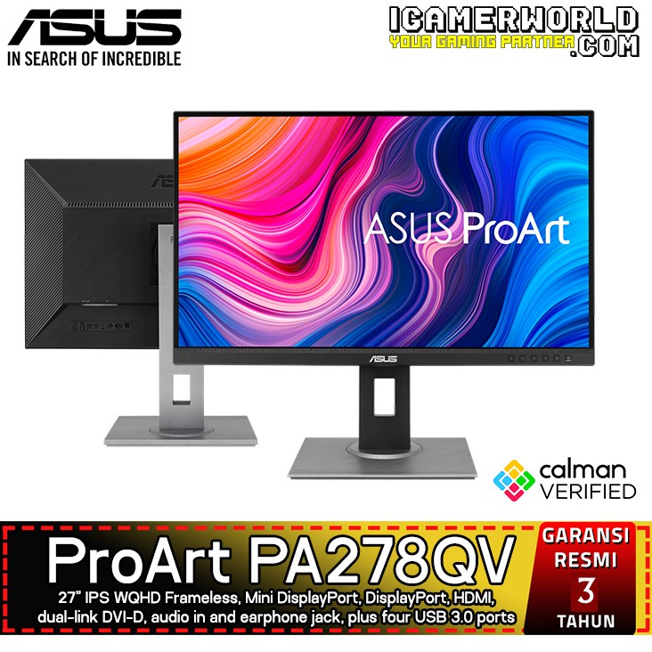 Jual Asus ProArt Display PA278QV 27"IPS WQHD 100% sRGB Professional ...