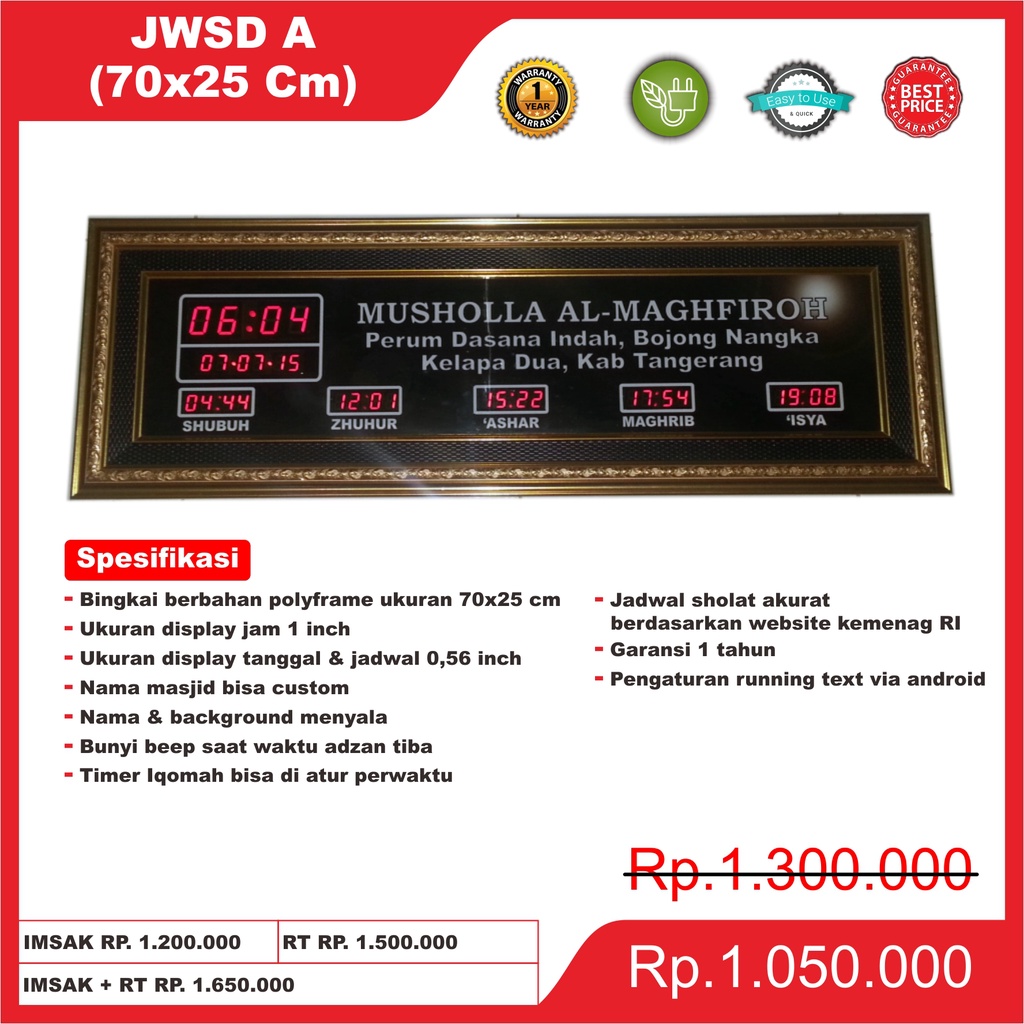 Jual Jam waktu sholat digital / jam masjid / jam sholat murah Tipe A ...