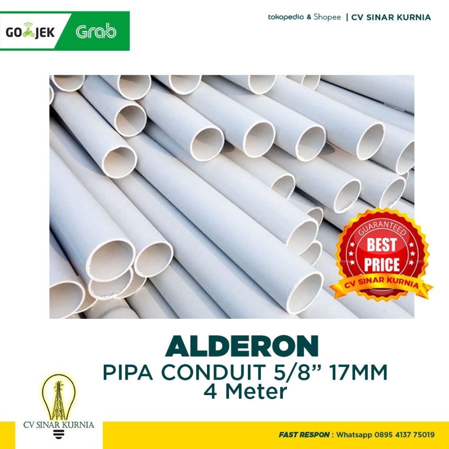 Jual ALDERON PIPA LISTRIK PVC 5/8 " C4 PUTIH 17MM panjang 4 Meter ...
