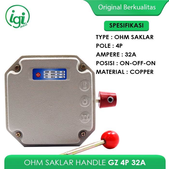 Jual CHANGE OVER SWITCH COS GZ 4P 32A / OHM SAKLAR HANDLE / CAM STATER | Shopee Indonesia