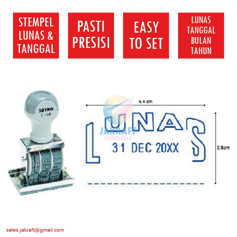 Jual (1 Pcs) Stempel Cap Lunas & Tanggal JOYKO Date Stamp S-68 | Shopee ...