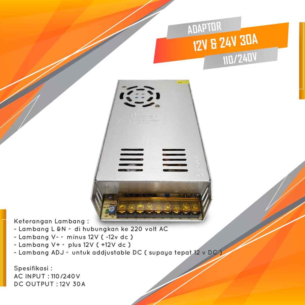 Jual Adaptor 12 Volt Dan 24 Volt 30A | Shopee Indonesia