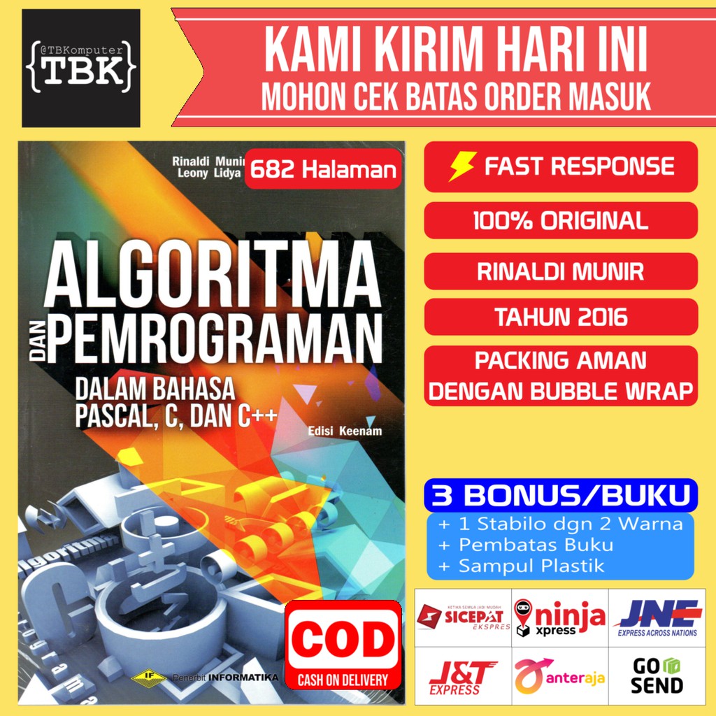 Jual BUKU ALGORITMA DAN PEMROGRAMAN EDISI KE 6 RINALDI MUNIR | Shopee ...