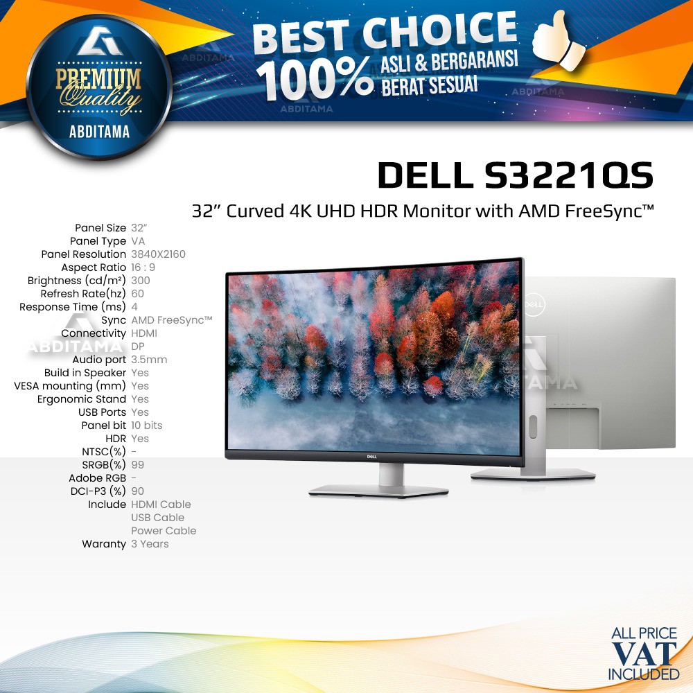 Jual Monitor LED Dell S3221QS 32" 4K HDMIx2 DP Speaker Ergo Stand sRGB ...