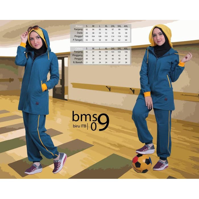 Jual BAJU OLAHRAGA MUSLIMAH BMS 09 BIRU ITB | Shopee Indonesia