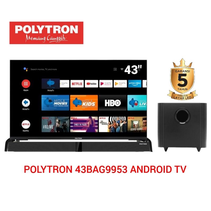 Jual Polytron smart android tv 43 inch + soundbar | Shopee Indonesia