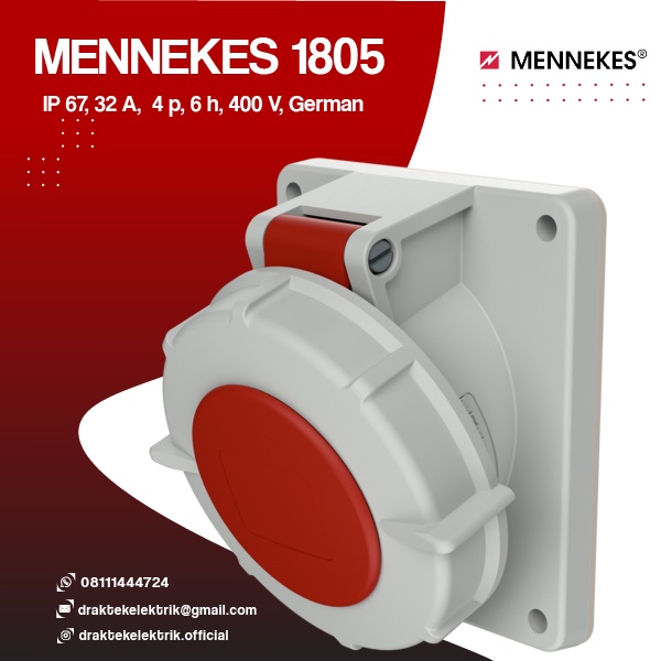 Jual Mennekes 1805 | Panel, IP 67, 32 A, 4 p, 6 h, 400 V, German ...