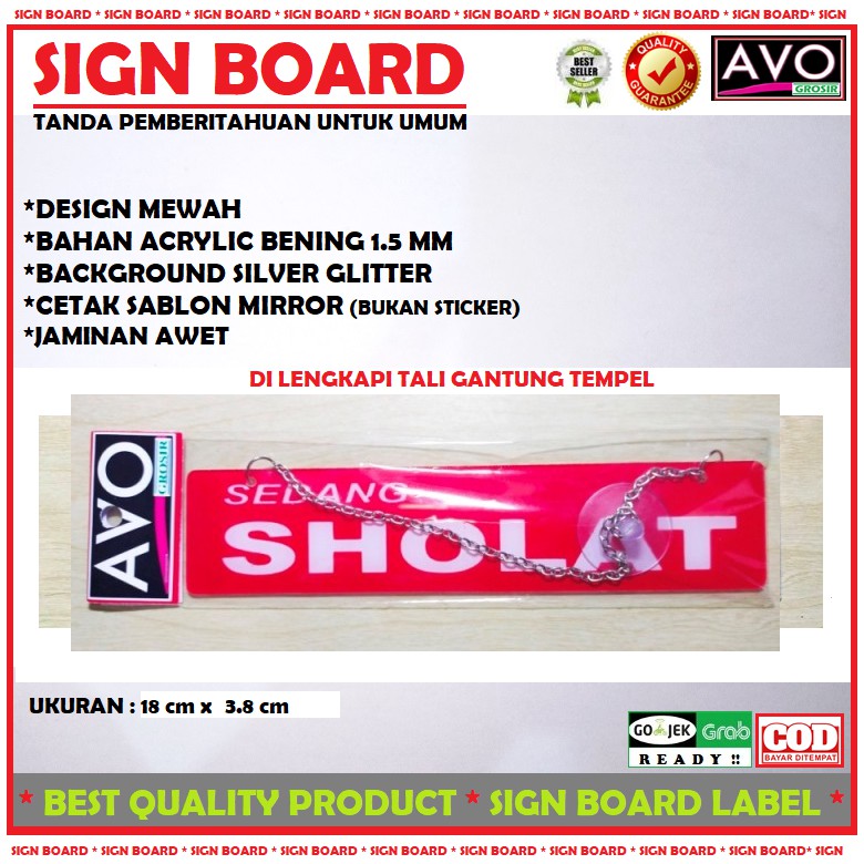 Jual sign label sedang SHOLAT / ISTIRAHAT acrylic board tanda pintu ...