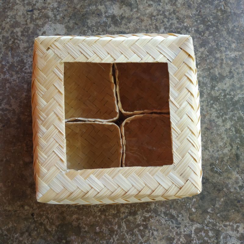 Jual [ Halodul ] BESEK 25 CM SEKAT WARNA/ besek makan / besek nasi ...