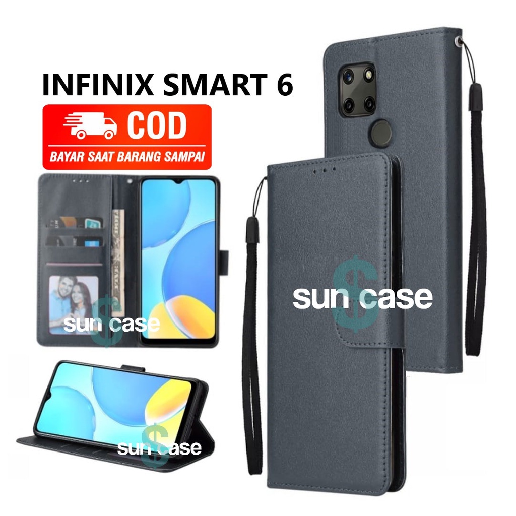 Jual Casing INFINIX SMART 6 model flip buka tutup case kulit ada tempat ...