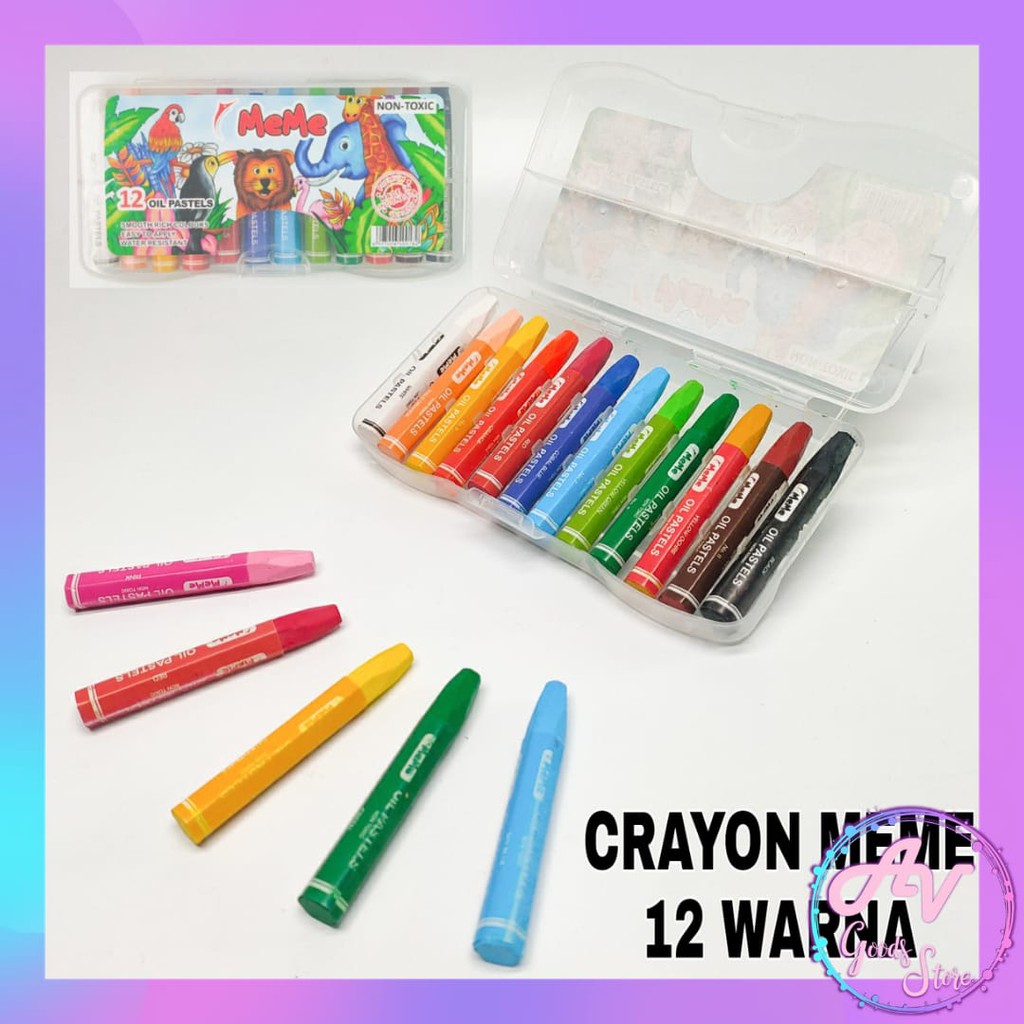 Jual Crayon / Oil pastel 12 Warna / Crayon MeMe 12 Warna / Krayon MeMe ...