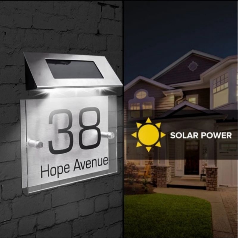 Jual Lampu Nomor Rumah Solar 4 LED Tenaga Surya Otomatis Nyala Otomatis ...