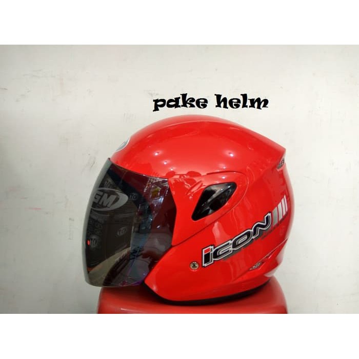Jual HELM GM ICON SOLID MERAH FERRARI HALF FACE | Shopee Indonesia