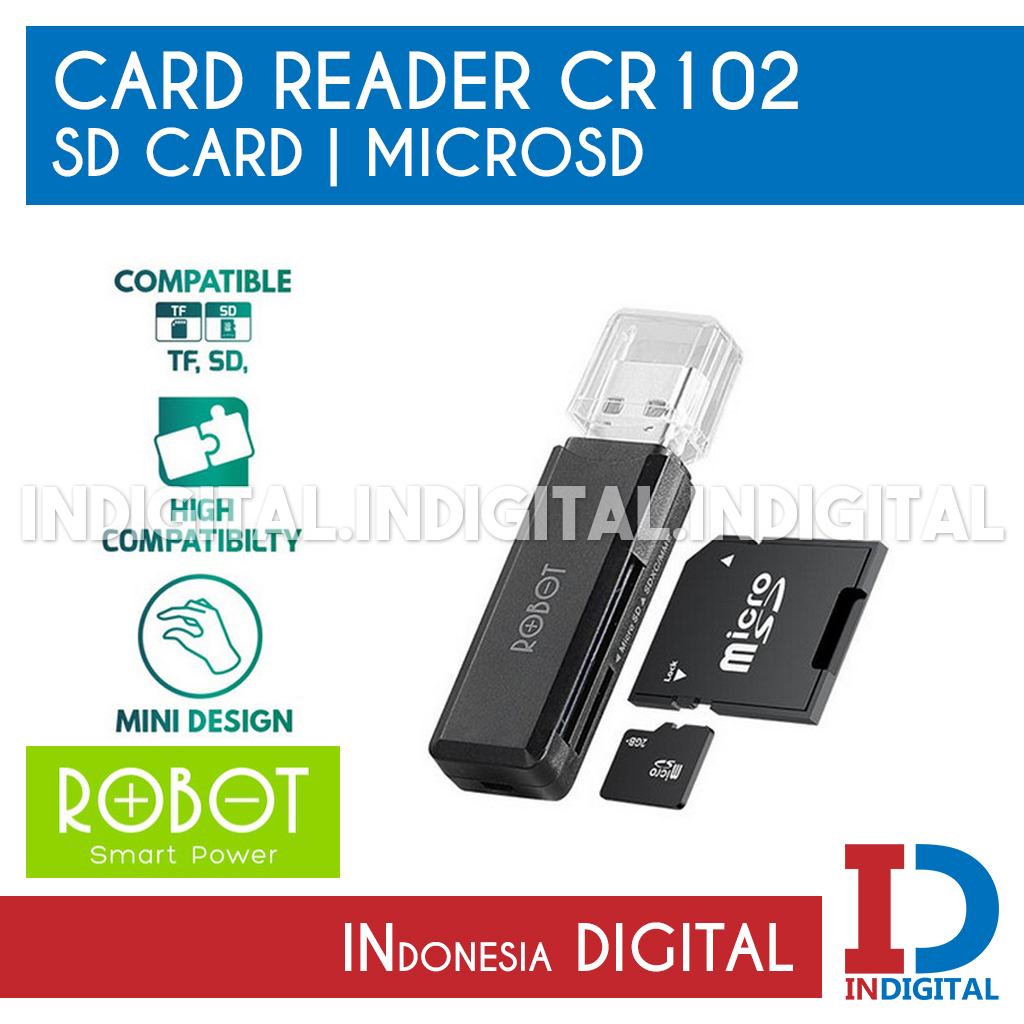 Jual Card Reader ROBOT CR102 USB 3.0 MicroSD TF SD with 2 Slot Hub ...