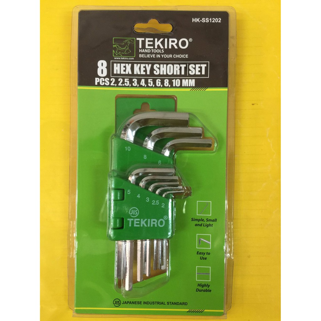 Jual Hex Key Short set / Kunci L pendek Hexagonal set Tekiro 8 Pcs ...