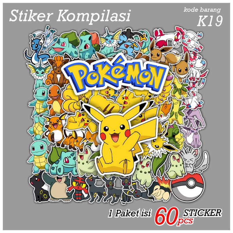 Jual (60PCS) STICKER PIKACHU POKEMON EEVEELUTION LENGKAP LUCU AESTHETIC ...