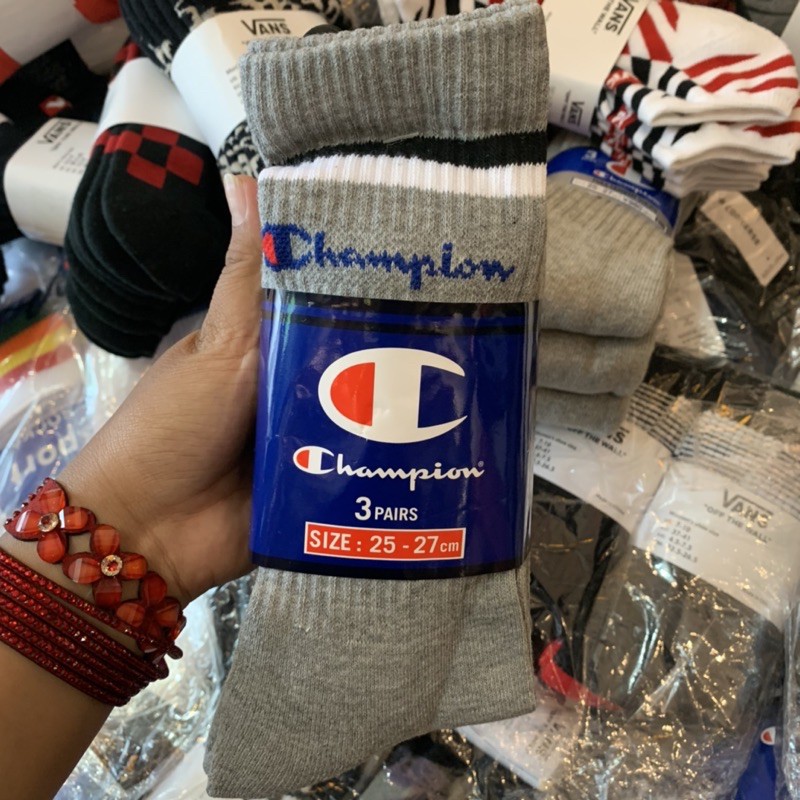 Jual CHAMPION GREY LOGO LINE SOCKS (1pairs) | Shopee Indonesia
