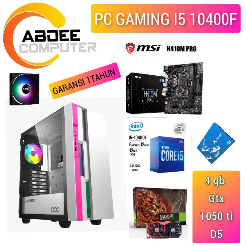 Jual PC GAMING CPU CORE I5 10400F MEMORI 16 GB NVME 256 GB VGA 4 GB GTX 1050 TI EDITING | Shopee ...